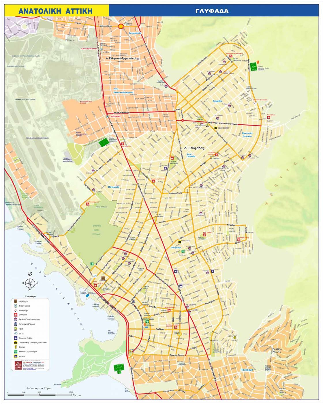 Χάρτης Ανατολικής Αττικής-Γλυφάδα